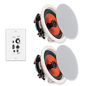 Herdio 6.5 Inch Ceiling Speakers Bluetooth (Pairs) 320 Watt Flush Mount in Wall Amplifier Receiver Perfect for Indoor Home & Covered Outdoor Porch