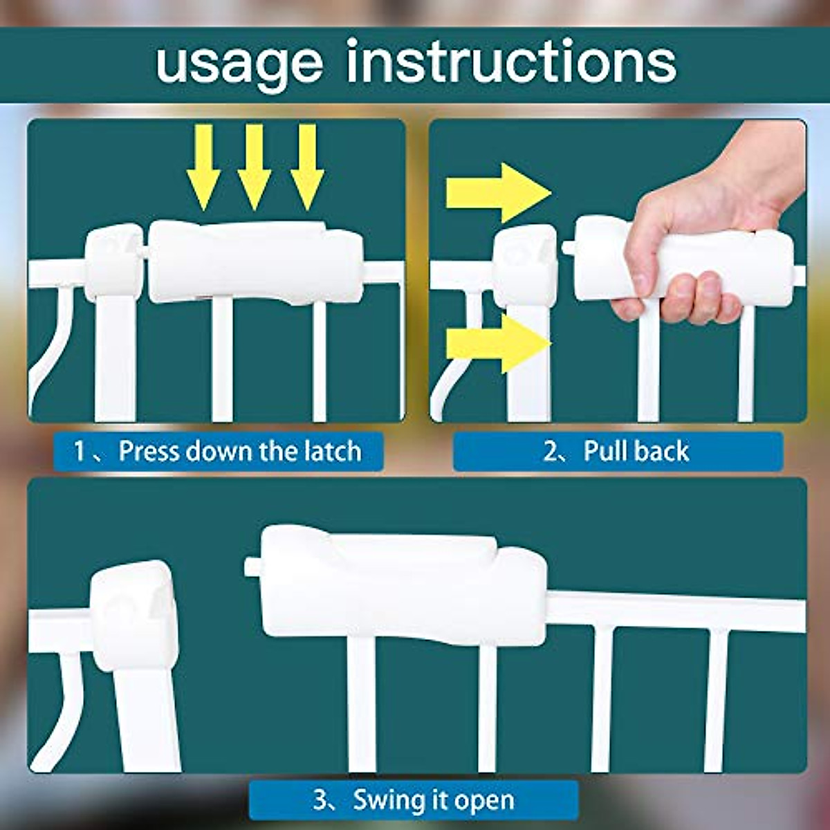COSEND Extra Wide Baby Gate Tension Indoor Safety Gates White Metal Large Pressure Mounted Pet Gate Walk Through Long Safety Dog Gate for The House Doorways Stairs (33.86"-38.58"/86-98CM, White)