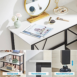 GreenForest Small L Shaped Desk 47 inch l Desk with Storage Shelf Writing Corner Computer Desk Saving Space for Home Office PC Workstation Laptop Table, White