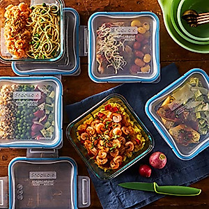 Snapware Total Solution 10-Pc Glass Food Storage Containers Set with Plastic Lids, 4-Cup Meal Prep Container, Non-Toxic, BPA-Free Lids with 4 Locking Tabs, Microwave, Dishwasher, and Freezer Safe