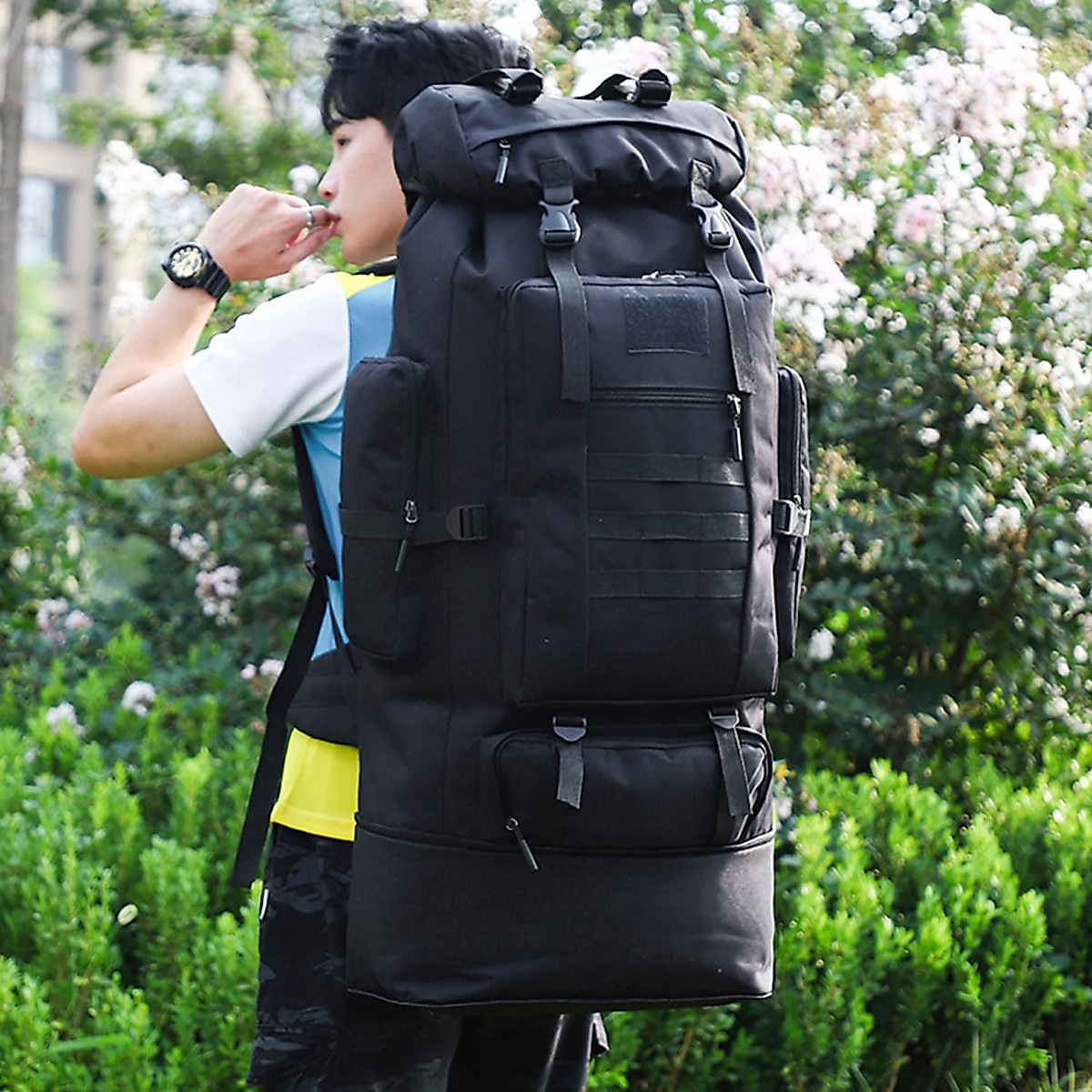 Wesoke 100L Hiking Camping Backpack Travel MOLLE Rucksack,Military Tactical Daypacks,Thickened Waterproof Outdoor Backpack