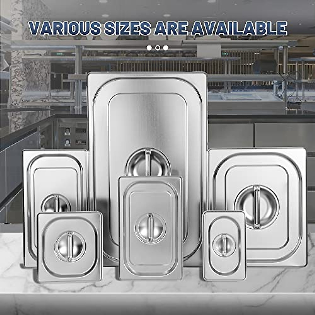 BIEAMA 6-Pack Full Size Steam Table Pan Cover, Lid with Handle, NSF, Hotel Pan Cover, Catering Food Pan Cover