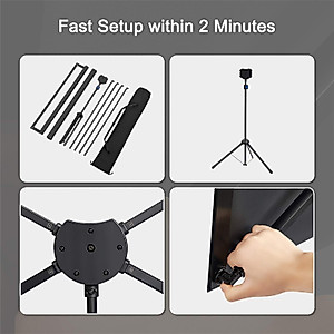 Portable Projector Screen with Stand, Outdoor Movie Screen, 80 Inch 16:9 Light-Weight, Mobile and Compact, Easy Setup and Carrying, Projection Screen with 1.2 Gain Glass Fiber, Idea for Home Cinema