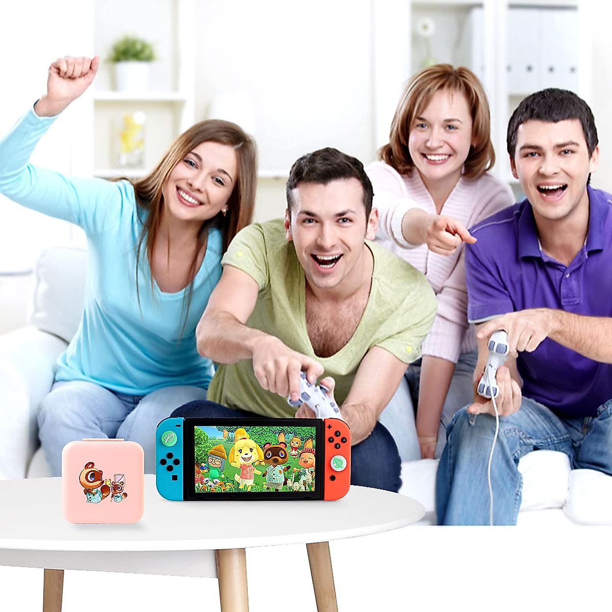 UFOPETIE Card Case for Nintendo Switch Game Card,Compatible with Nintendo Switch Case Animal Crossing Theme,Game Case for Animal Crossing Cards,for Switch Accessories-Thumb Grip 2PCS-Caught Butterfly