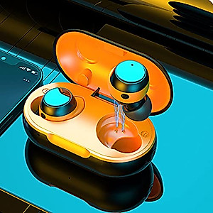 Heave Bluetooth Headphones,IPX7 Waterproof in Ear Stereo Sound Wireless Earbuds Built in Noise Cancelling Mic Earphones for Clear Calls,USB-C Fast Charging,40Hours Standby Time Orange