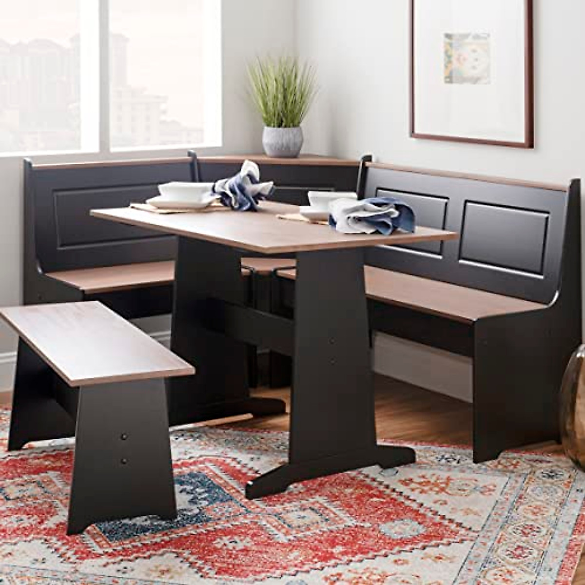 Linon Black and Pecan Breakfast Dining Set Ardmore Nook