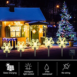 Christmas Light Stakes Set of 10 Christmas Snowflake Lights Outdoor Star Pathway Markers Solar Stakes Landscape Path Lights Christmas Lights Outdoor Decorations Holiday Party Yard Lawn Garden Decor