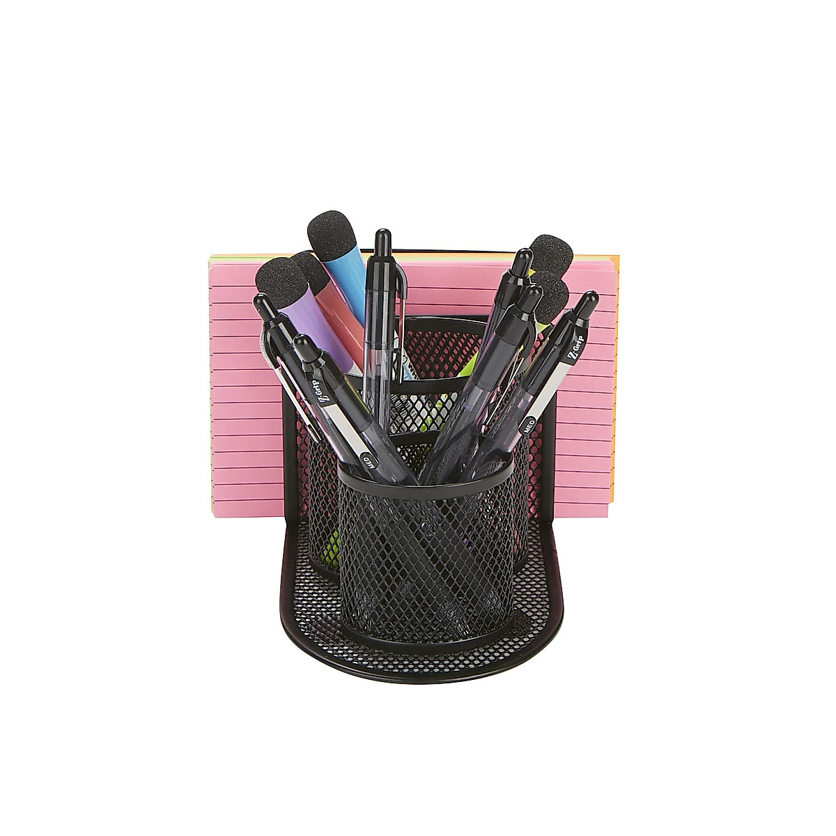 Mind Reader CIRORG2-BLK 2 Pc Mesh Cup, Pen, Pencil, Paperclip, Thumbtack Holder, Office Supplies Storage Organizer, Sticky Notes, Index Cards, Black 2 Slot