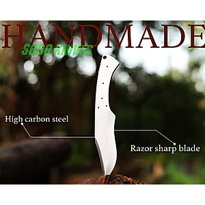 SOGO KNIVES Damascus Knife Making Kit DIY Handmade Knife Kit Includes Knife Blank Knife Steel Blade, Pins, Knife with Sheath, Handle Scales for Knife Making Supplies, Knife Steel (STEEL KNIFE KIT)