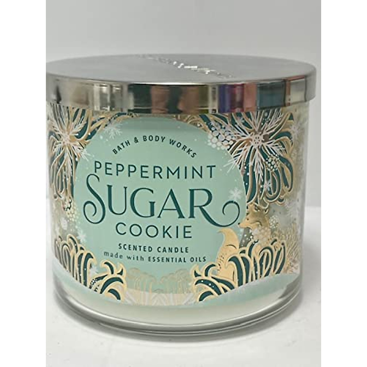 Bath and Body Works White Barn Peppermint Sugar Cookie 3 Wick Candle 14.5 Ounce
