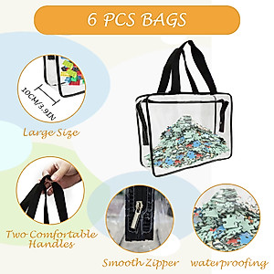 6 Packs Large Toy Storage Bags, Reusable Clear PVC Board Game Storage, Travel Waterproof Organizer Bags with Zipper for Toys,Books,Building Blocks,Puzzle