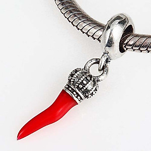 Red Horn Charm 925 Sterling Silver Crown Charm Red Pepper Charm Chilli Charm for Bracelet
