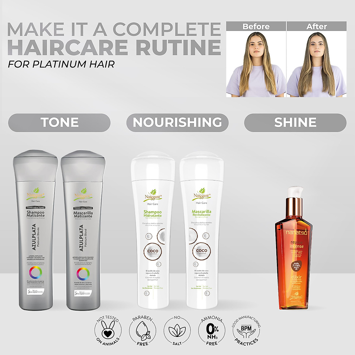 naissant Silver Ash Blonde Hair Blue Toning Mask | Eliminates Brassiness | Neutralizes Yellow & Orange Tones | Paraben, Ammonia & Sulfate Free | Pro-Vitamin B5, Olive Oil & Honey (Azul Plata) 10.1 Fl