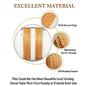 Sparkle Backdrop Curtain Gold 2 Panels Set Sequin Photo Backdrop 2FTx8FT Sequin Backdrop Curtain Pack of 2-1220S