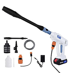 Cordless Pressure Washer, Portable Power Cleaner with Accessories Kit, 1.5Ah Battery Pressure Washer with 0-40° Adjustable Nozzle, Ideal for Cars Boats Home Garden