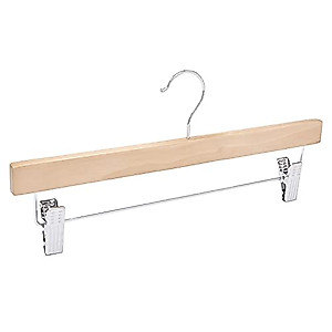 Amazon Basics Wooden Hangers with Clips - Natural, 10-Pack