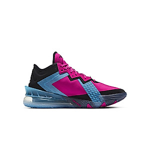 Nike Men's Lebron XVIII Low Neon Light Fireberry/Blk-Lt Blue Fury (CV7562 600) - 9.5