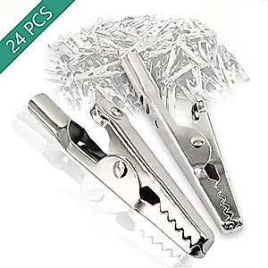 25Pcs 51mm Metal Alligator Clip Spring Clamps test line Crocodile Clip Silver Tone Alligator Clips Nickel Plated Crocodile Clamps, used in laboratory electric testing work and Cable Lead Clip