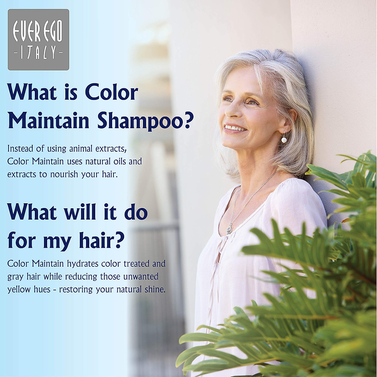 Ever Ego Italy Color Maintain Silver Shampoo For Bleached, Blonde and Grey Hair | Revitalizing And Moisturizing Hair Care Product For Men And Women | 1L Bottle