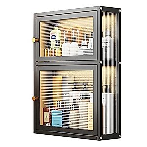 Wall Mounted Bathroom Medicine cabinets,No Punching Dustproof Cosmetic Storage Box,Over-The-Toilet Storage Organizer, Multi Purpose Jewelry Rack,Hanging Floating Rack for Garage Laundry Room Kitche