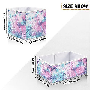 RunningBear Tie Dye Storage Basket Storage Bin Square Collapsible Storage Cubes Empty Gift Baskets Organizer for Nursery Toys Kids Room