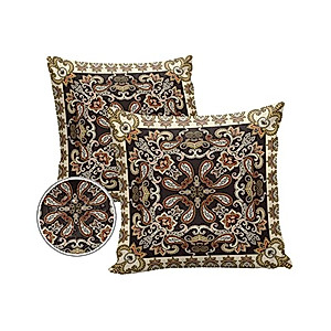 Boho Style Outdoor Waterproof Throw Pillow Covers, Decorative Pillowcases Polyester Cushion Covers for Garden Patio Sofa Couch 2 Pack 24x24inch, Vintage Geometric Texture