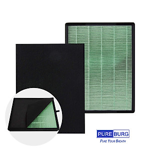PUREBURG Replacement Filter Set Compatible with Coway Airmega 150 (AP-1019C) & Airmega 160 Air Purifiers, 2-Pack H13 HEPA + 8 x Activated Carbon Pre-Filter Air Clean