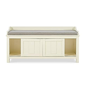 Linon Micah White Storage Bench