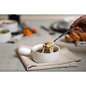 GOURMEX French Onion Soup Bowls with Handles | Stackable Ceramic Bowl Set | Ideal Cereal, Salad or Soup Mug | Microwave, Oven and Dishwasher Safe | Set of 4 (15 OZ)