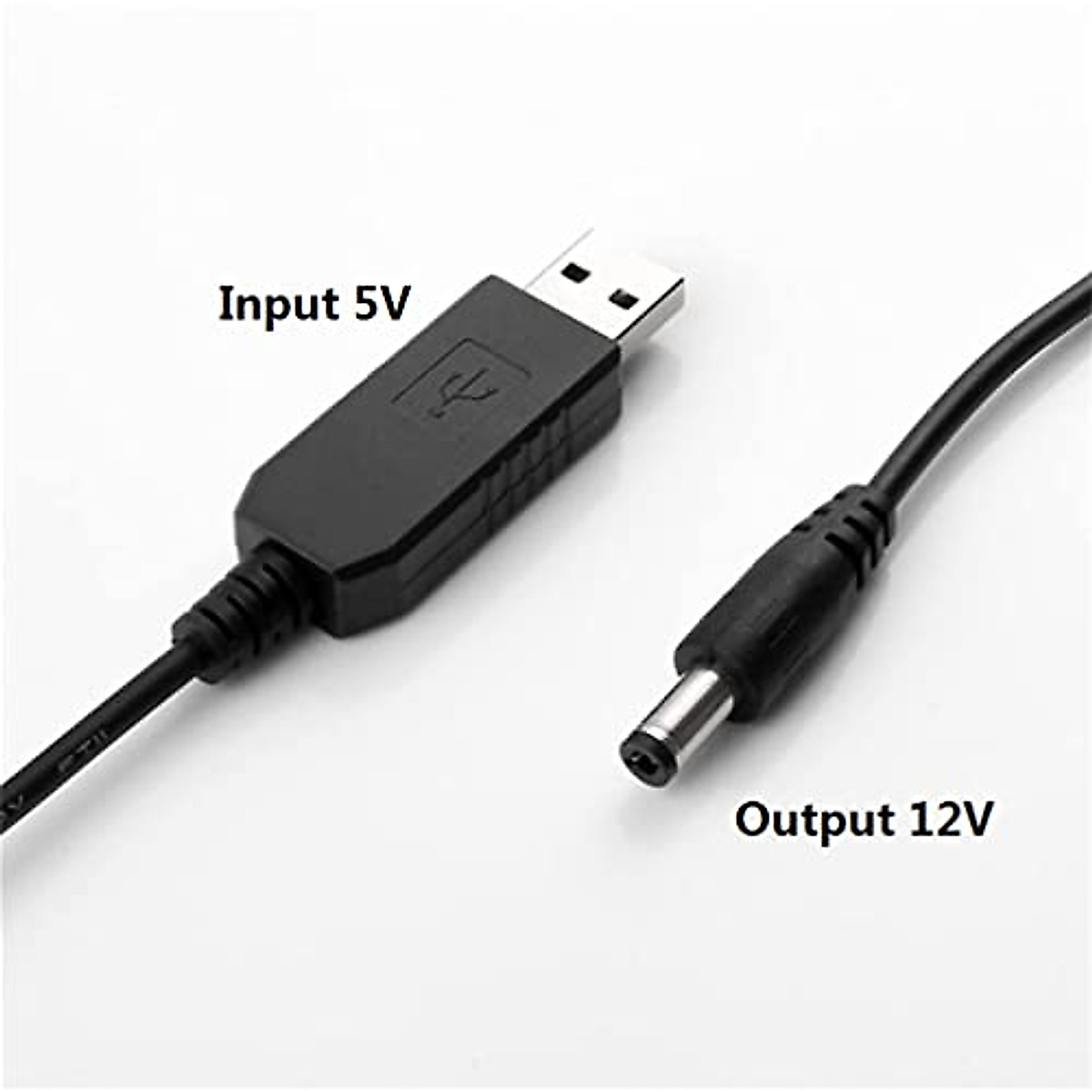 LJCELL 2pcs USB 5V to DC 12V Convert Cable 5V to 12V Voltage Step-Up Cable 5.5x2.1mm DC Connect Male for Router LED Strip Light