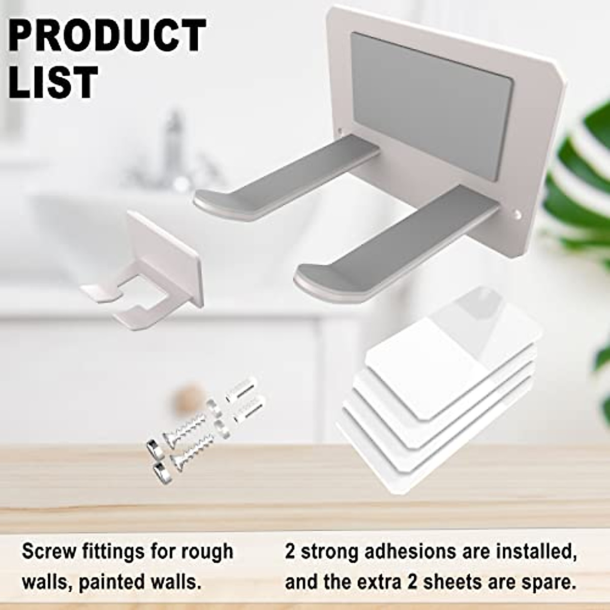 Adhesive Hair Dryer Holder Wall Mount - Adhesive Bathroom Vanity Blow Dryer Holder Organizer Compatible with Dyson Hair Dryers (Milk Tea)