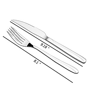 Gloreen 6 Pieces Steak Knives and 6 Pieces Dinner Forks Set, Stainless Steel