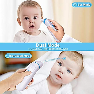 Digital Infrared Ear Thermometer for Adults and Kids Baby Babies Toddlers Forehead Basal Fever Instant Read Thermometers for Humans, Home with Fever Alarm, LED Display and Memory Function