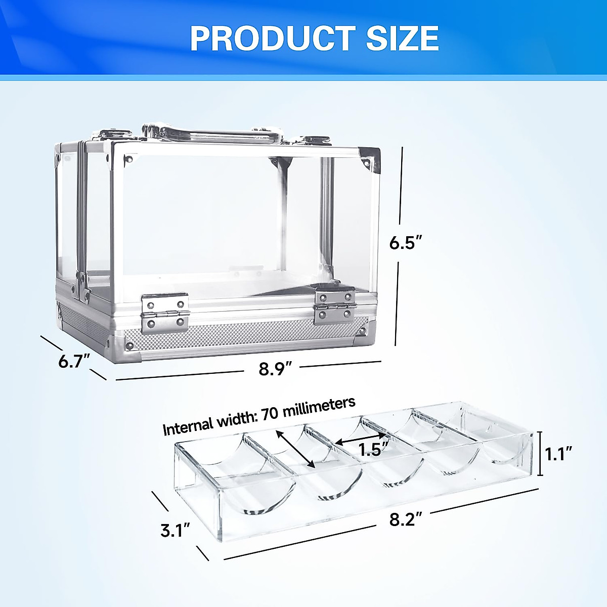 GSE Games & Sports Expert Poker Chip Case, Hold 600 Chips, Casino Grade Acrylic Poker Chips Holder with 6 Poker Chip Trays for Any Thickness Chips