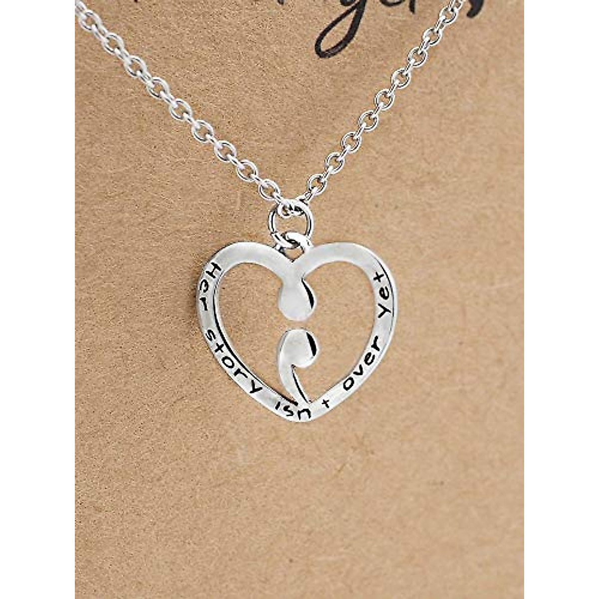 Quan Jewelry Continue Semicolon Heart Necklace, Mental Health Awareness, Encouragement Gifts for Women