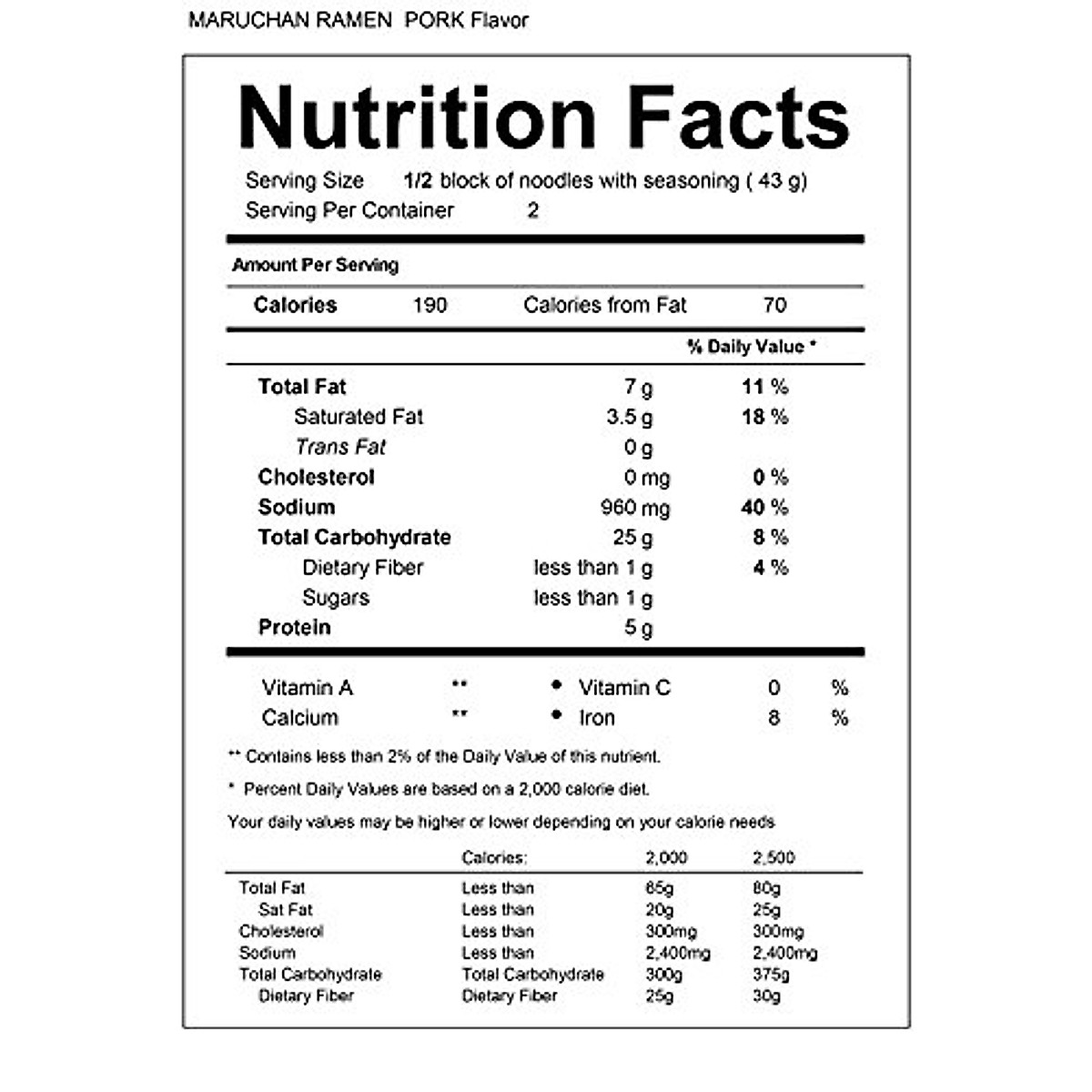 Maruchan Ramen Pork Flavor, 3.0 Oz(Pack of 24)