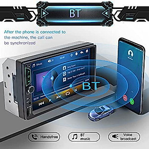 7inch Car Stereo Double Din Radio Touchscreen with Backup Camera Multimedia Car Audio Support Mirror Link,Bluetooth Caller ID,FM/MP3/MP4/USB/Subwoofer,Aux Input Car Audio Receivers