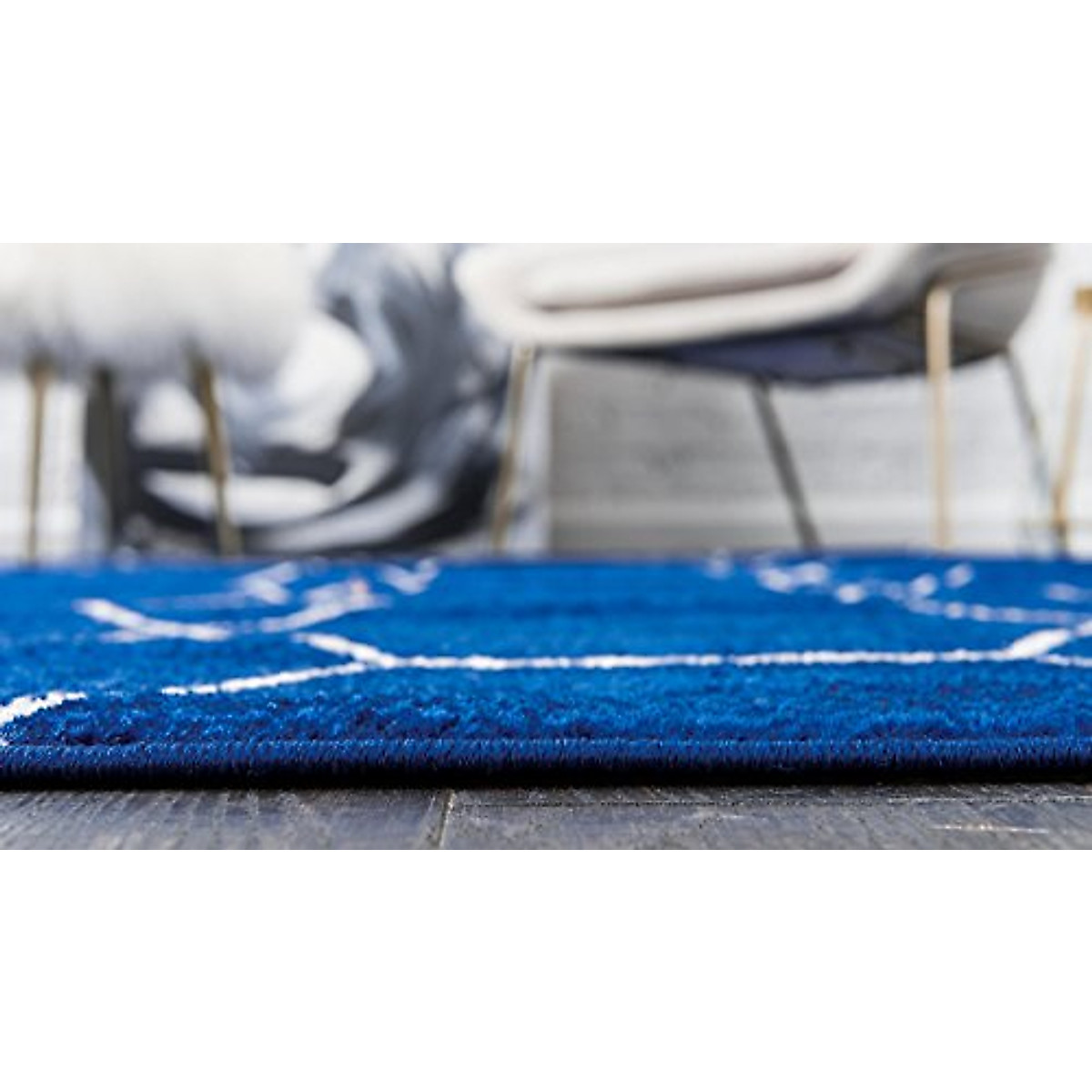 Unique Loom Trellis Frieze Collection Area Rug - Geometric (4' 1" x 6' 1", Navy Blue/ Ivory)
