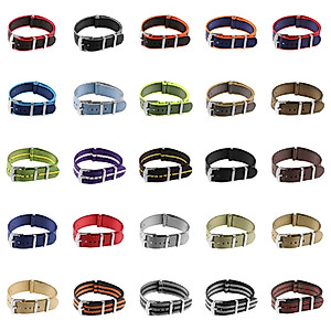 StrapsCo Premium Nylon Seat Belt Wrap Around Watch Band Strap - Black & Orange (Black Buckle) - 20mm