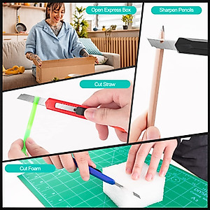 DIYSELF 24 Pack Box Cutters for Work, Office, Box Opener with 9mm Wide Blade, Retractable Utility Knife Box Knife for Cardboard, Packages, Sharp Box Cutter for Women, Girls, Razor Knife Exacto Knife