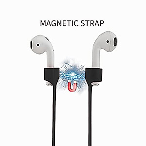 Magnetic Anti-Lost Straps for AirPods, Soft Silicone Sports Lanyard, Neck Rope Cord -(3-Pack) Wireless Headphones Anti-Lost Rope (Black White Blue)