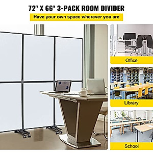 VEVOR Acoustic Room Divider 72" x 66" Office Partition Panel 3 Pack Office Divider Wall Cool Gray Office Dividers Partition Wall Polyester & 45 Steel Cubicle Wall Reduce Noise and Visual Distractions