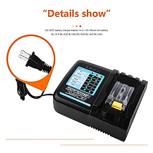 Powtree Lithium Drill Battery Charger DC18RC DC18RD Replacement for 14.4V-18V LXT Battery BL1850 BL1840B BL1820 BL1815 BL1860 BL1430 BL1450 BL1830 with LED Screen
