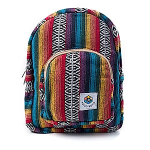 Yogo Boho Mini Backpack, Canvas Boho Backpack Purse for Travel, School Hippy Pride Bag with Adjustable Straps (Pride)