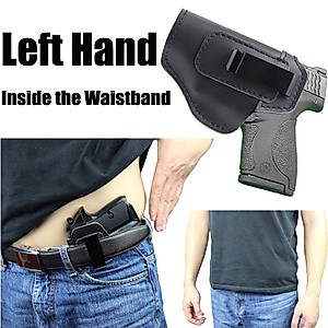 IWB Leather Holster for Inside Waistband Concealed Carry Fits:S&W M&P Shield-Glock19 26 29 30 32 43-Beretta Px4-RUGER EC9s-SIG-HK-Taurus-XDS or Similar Sized Handguns