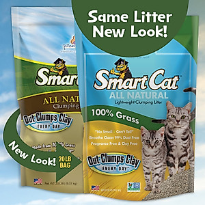 SmartCat All Natural Clumping Cat Litter - Chemical and Dust Free - Alternative to Clay and Pellet Litter - Unscented and Lightweight - 5 Pounds