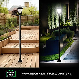 Home Zone Solar Lamp Post Light - 65" Tall Decorative Outdoor Solar Garden Lamp Post Lights (1 Set)