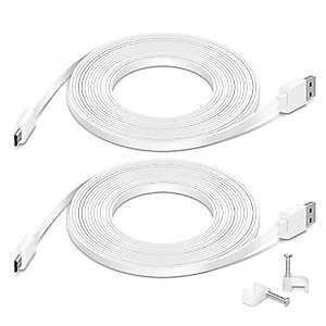2 Pack 16.4FT Flat Power Extension Cable Compatible with Wyze Cam Pan, Kasa Cam, YI Dome Home Camera, Furbo Dog, Nest Cam, Blink, Cloud Camera, Durable Charging Cable for Security Cam