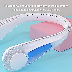 Leafless Hanging Neck Fans - Portable Hands Free Bladeless Fan with 3 Speed Adjustable Strong Wind&No Hair Twisting&Short Charging&Long Use Time for Traveling Outdoor (White), 9.45x6.69x2.4in