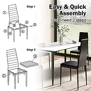 Giantex Set of 6 Dining Chairs, High Back Dining Room Chairs w/Steel Frame, Easy for Cleaning, PU Leather Chairs for Home Kitchen Furniture, Kitchen Chairs, Black